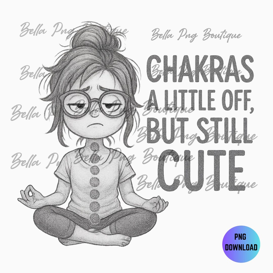 Chakras A Little off PNG | Funny Yoga Girl Clipart | Meditation Humor ...