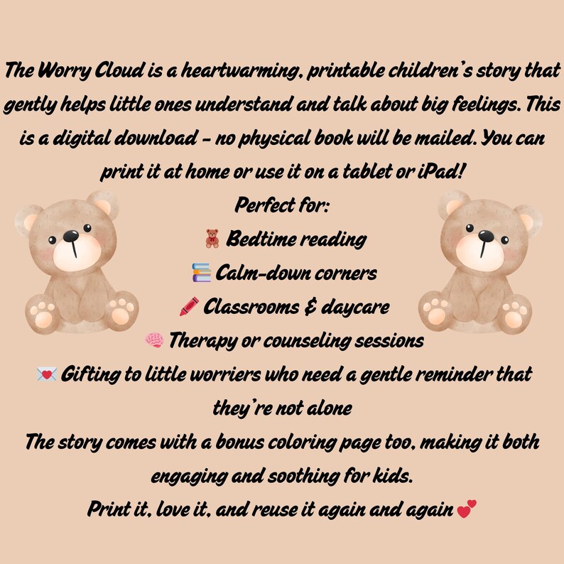 The Worry Cloud Printable Kids Book | Anxiety Story for Children ...