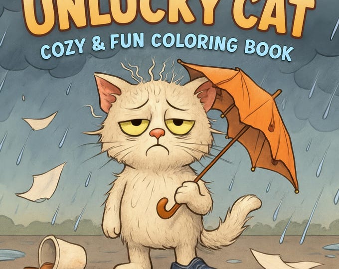 Silly Grumpy Cat Coloring Pages for Kids – Unlucky Kitty Art, Funny Pet ...