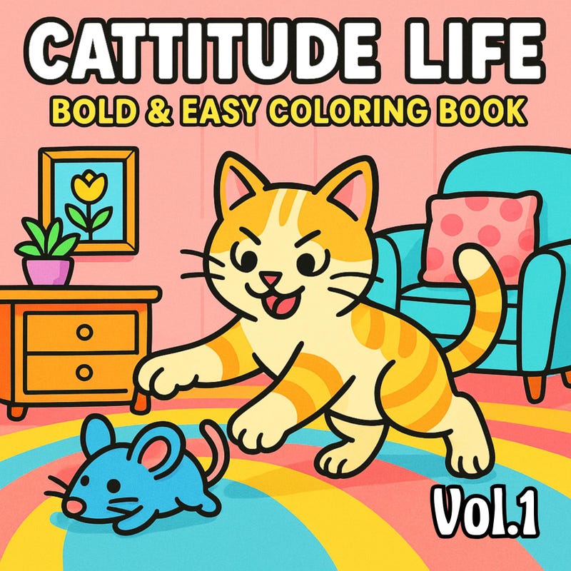 Cat Coloring Page - Etsy