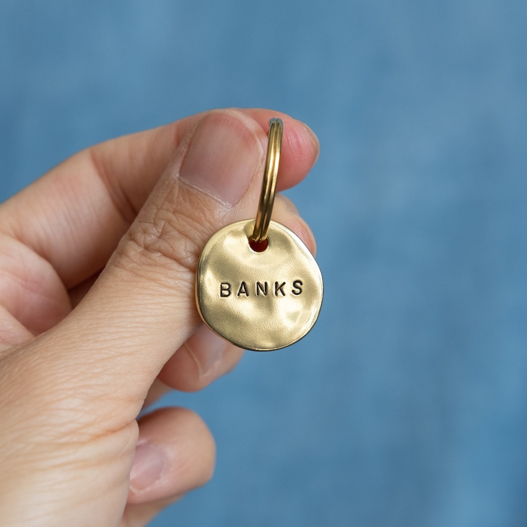 BANKS Small: Luxury Hand Stamped Personalized Custom Pet ID Tags for ...