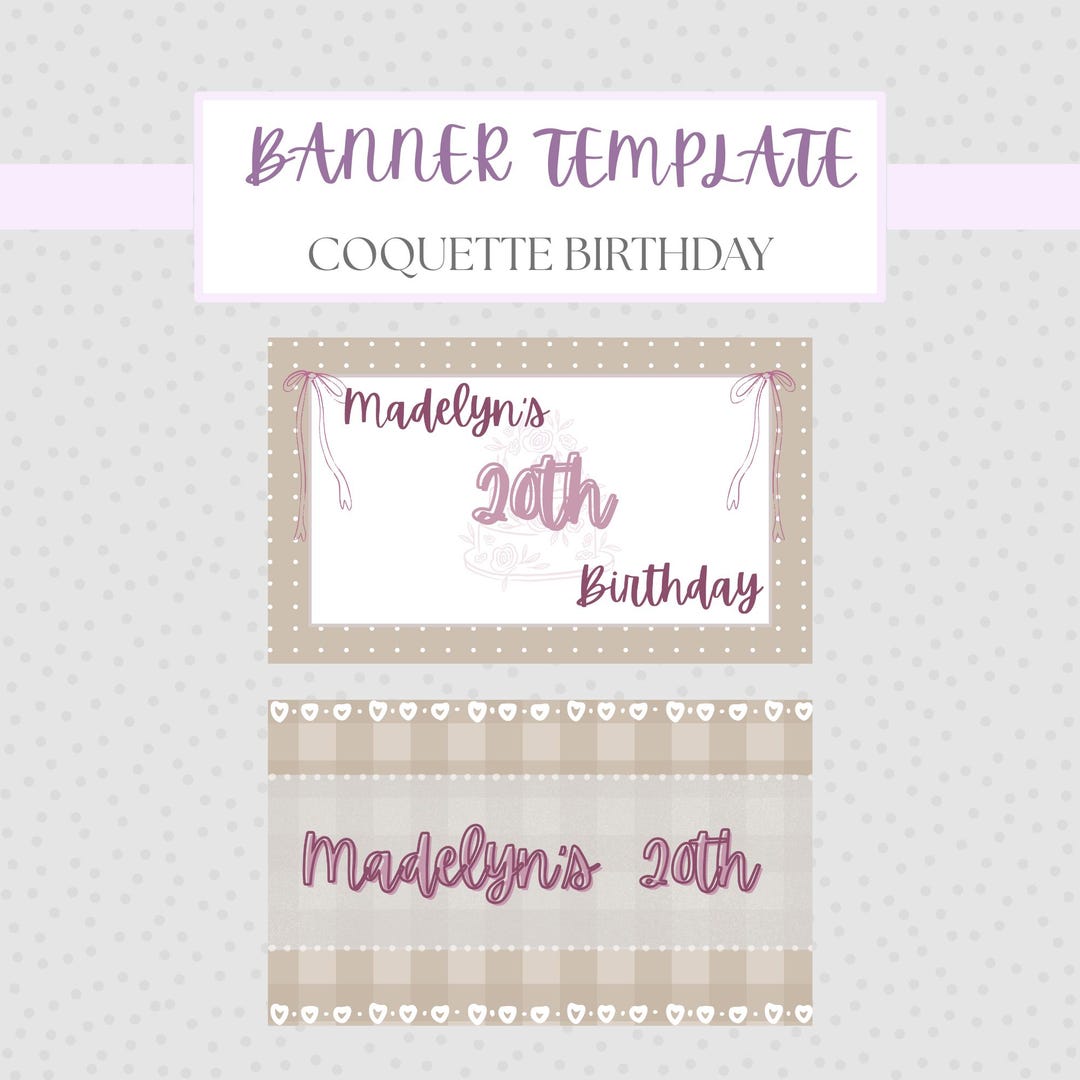 Coquette Birthday Banner Template, Digital Download, Instantly ...