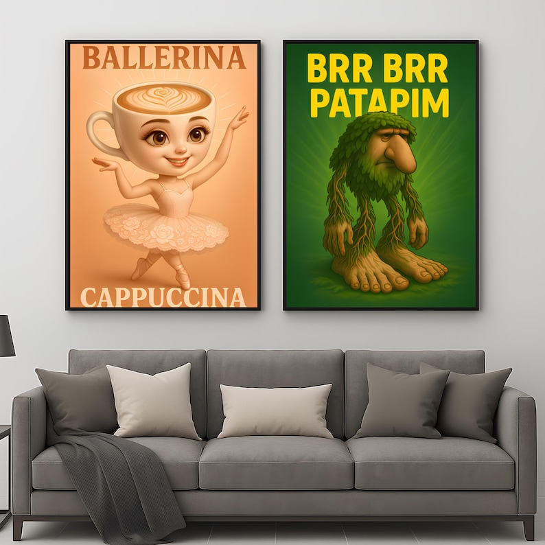 Italian Brainrot Meme Wall Art Cartoon Designs, 6-piece Printables ...