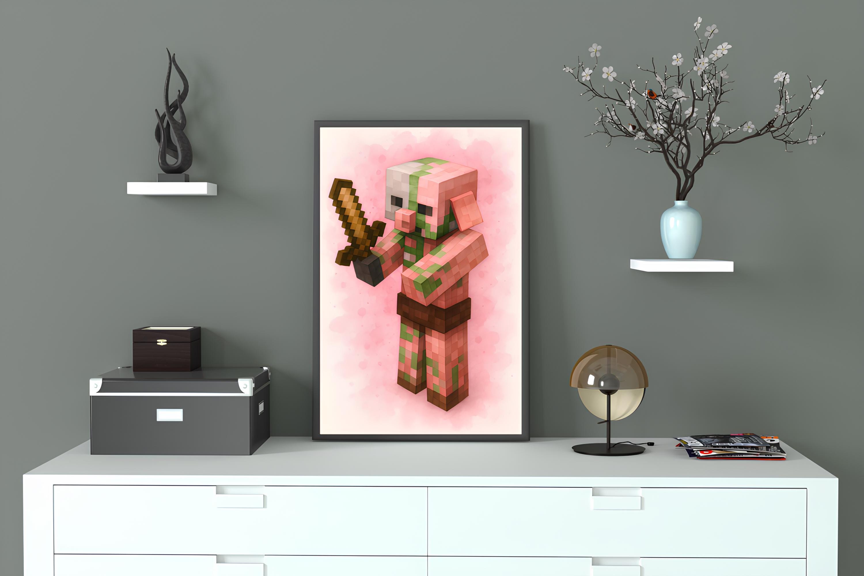 Minecraft Nether Mobs Printable Designs, Poster Set, 6-piece Cartoon ...