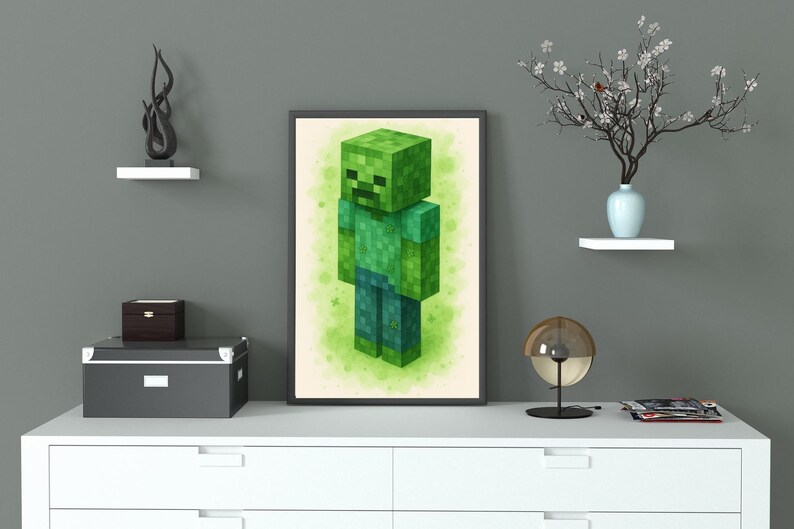 Minecraft Wall Art Cartoon Poster Set, Nursery Decor, 6-piece Printable ...