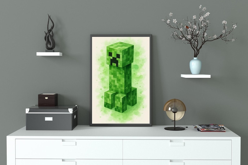 Minecraft Wall Art Cartoon Poster Set, Nursery Decor, 6-piece Printable ...