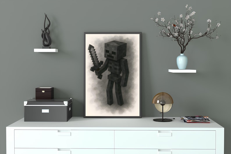 Minecraft Nether Mobs Printable Designs, Poster Set, 6-piece Cartoon ...