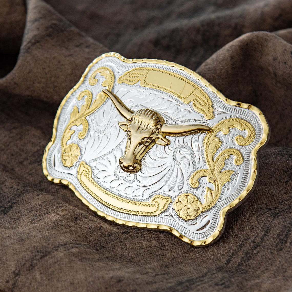 Golden Longhorn Steer Bull Head Belt Buckle - Western Rodeo Cowboy ...