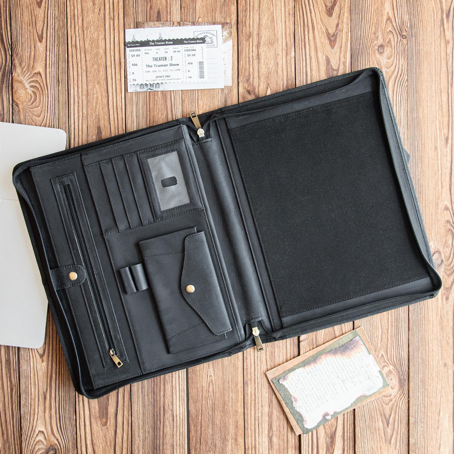 Personalized Vintage Leather Portfolio, Custom Brown/black Business ...