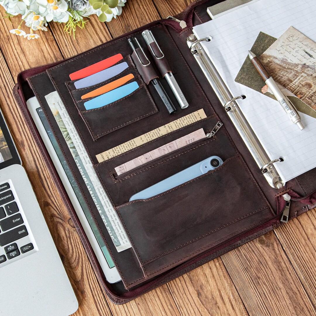 Personalized Leather Portfolio, Organizer Folders, Document Bag, Office ...