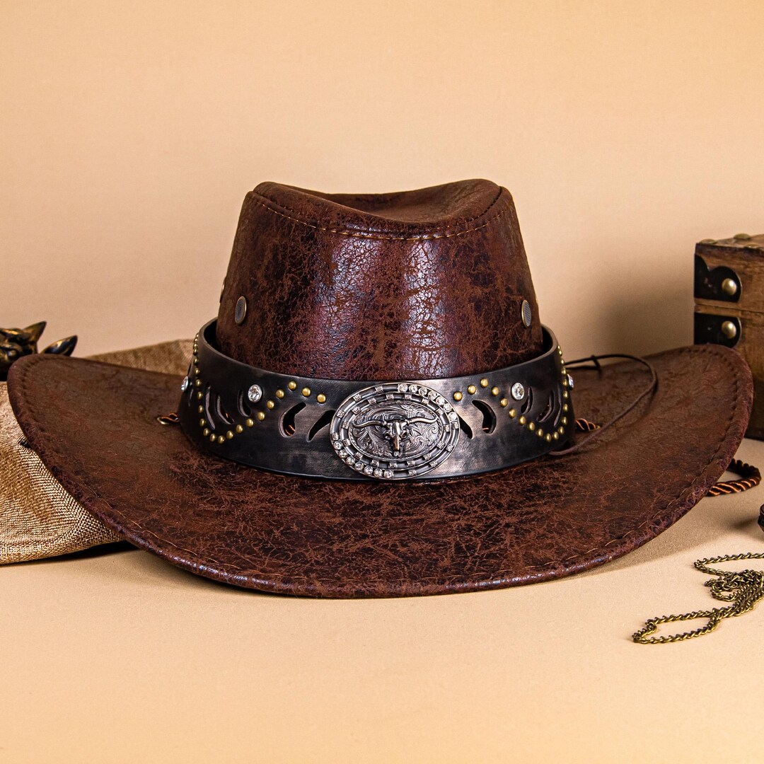 Hand Woven Leather Hat Straps, Denim Hat Accessories, Outdoor Fashion ...