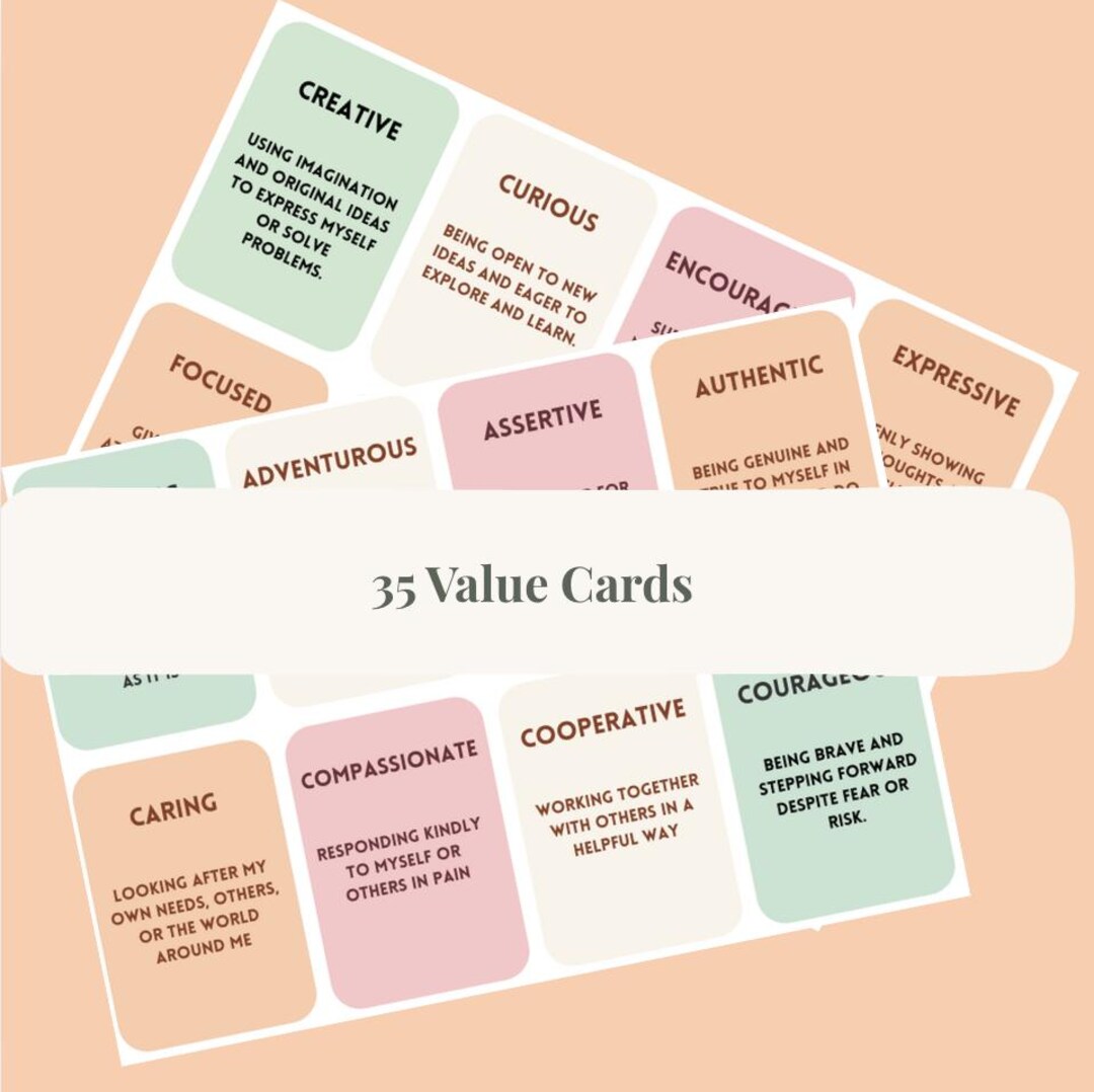 ACT Values Flashcards + Reflection Worksheet (digital Download) - Etsy