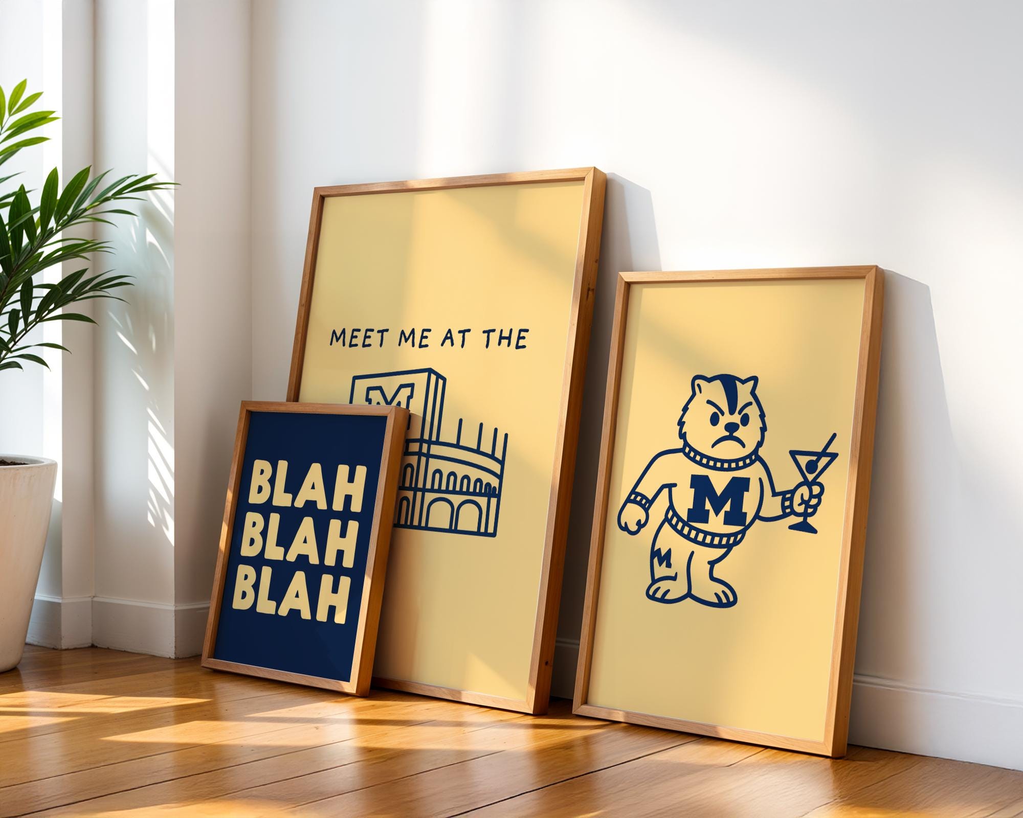 UMICH Dorm Decor: Girly University of Michigan Poster Set (digital ...