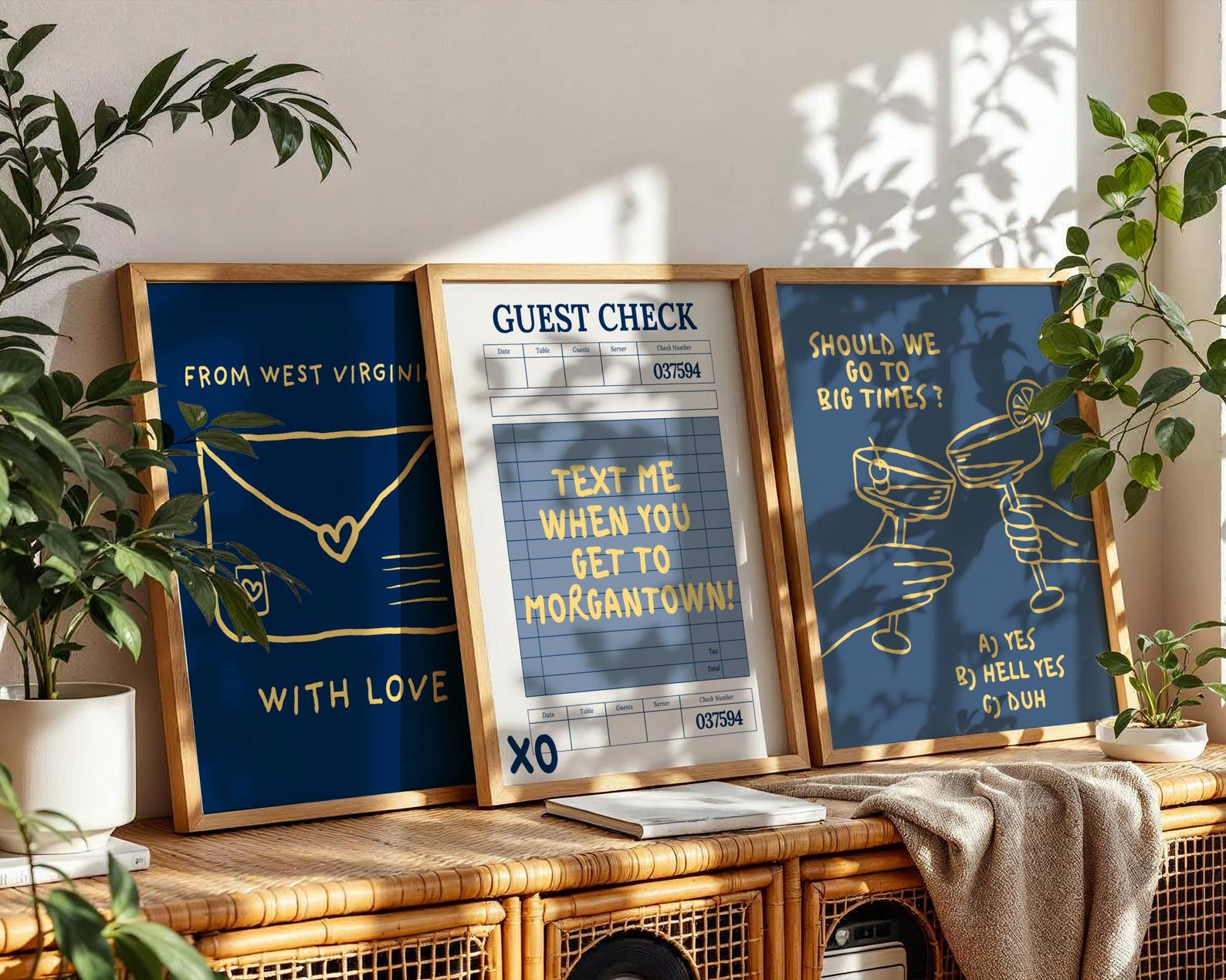 Trendy WVU Printable Wall Art Set of 3 - Girly College Dorm Room Decor ...