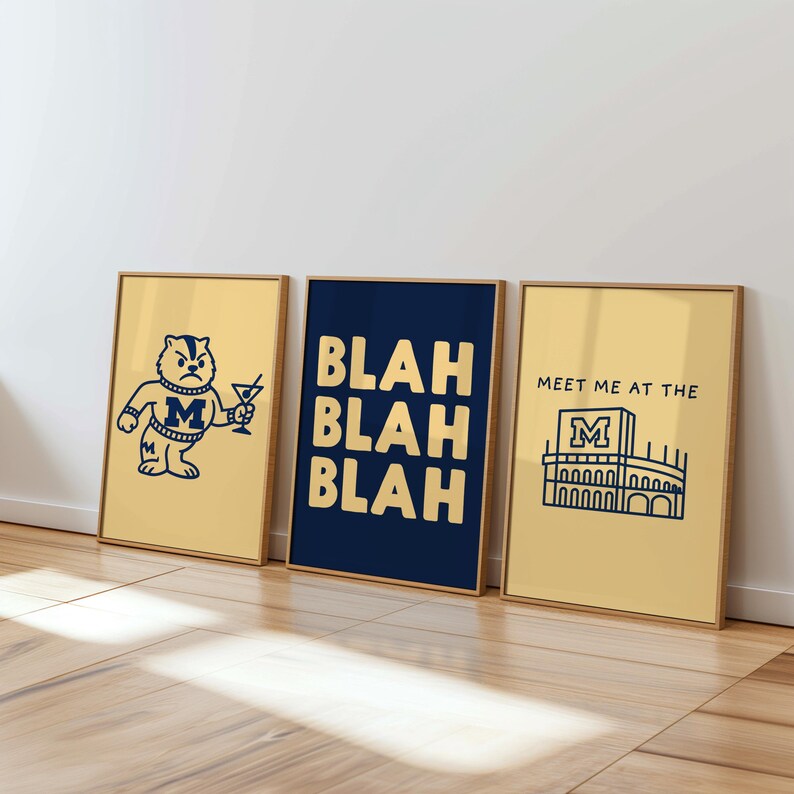 UMICH Dorm Decor: Girly University of Michigan Poster Set (digital ...