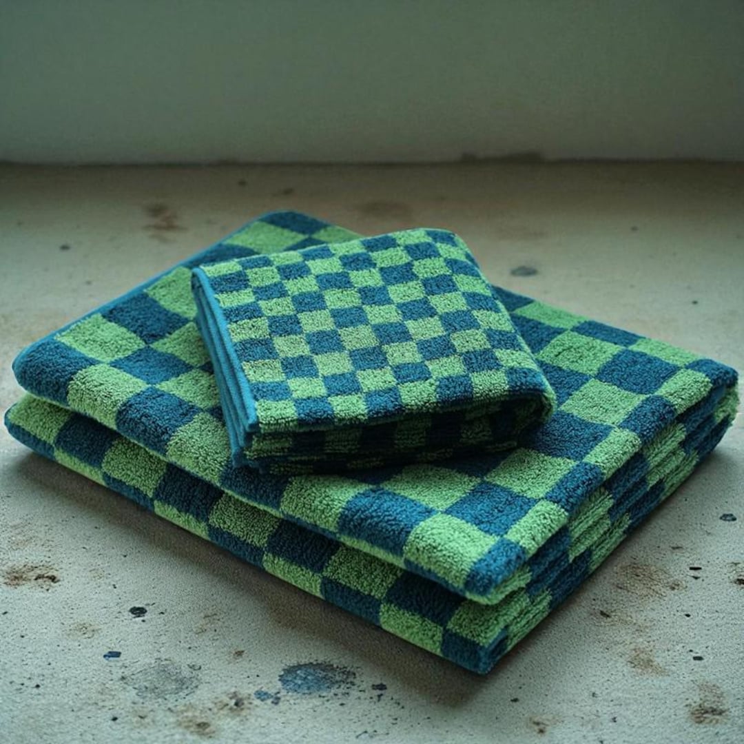 Jacquard Retro Checkerboard Towel Combed Cotton Checkered Towel ...