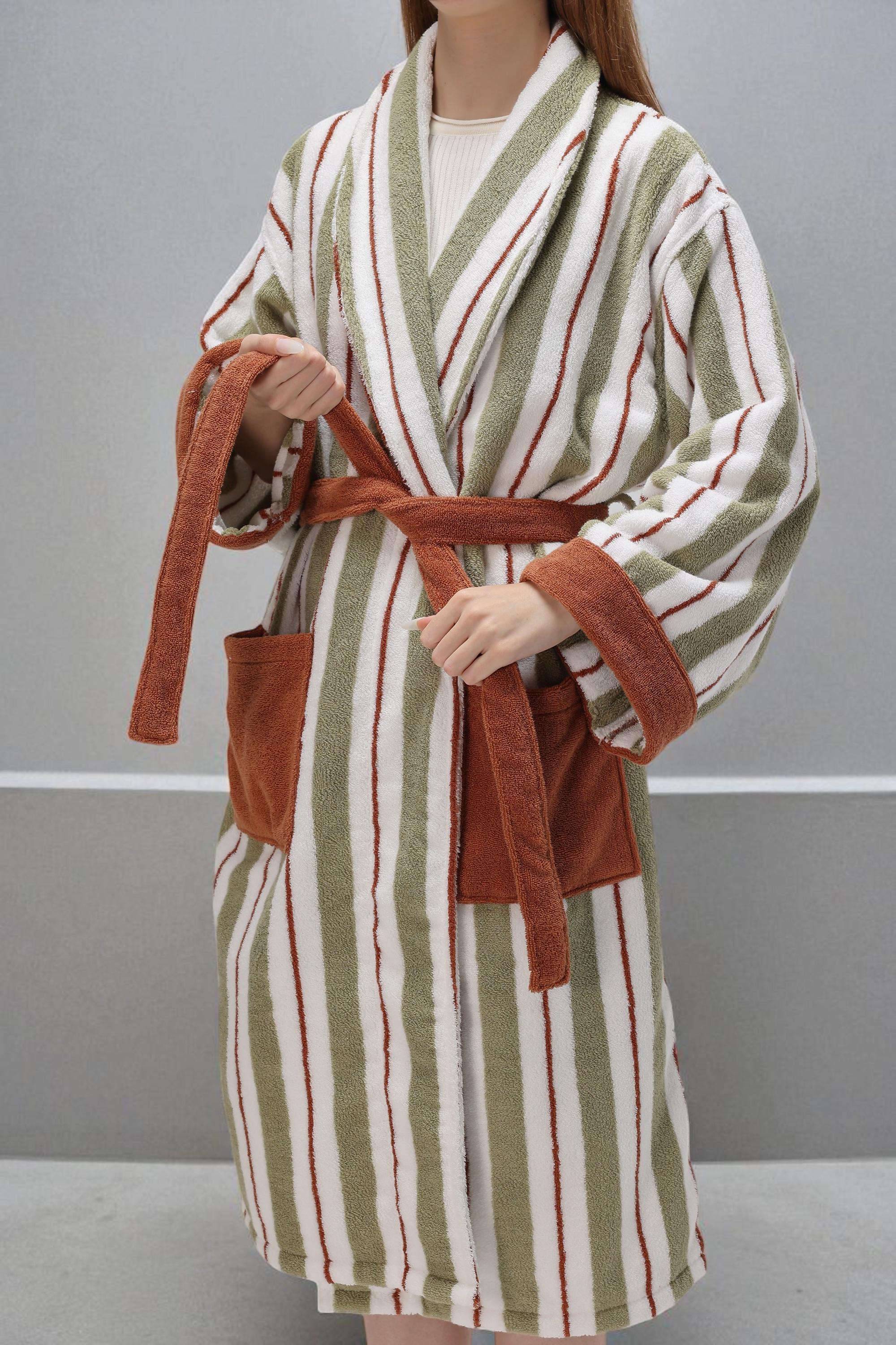 Vintage Striped Cotton Bath Robe: Hotel Style Shawl Collar - Etsy