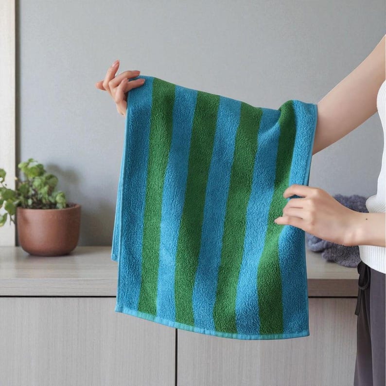 Retro Striped Combed Cotton Towel Set: Soft & Absorbent Bath Towels - Etsy