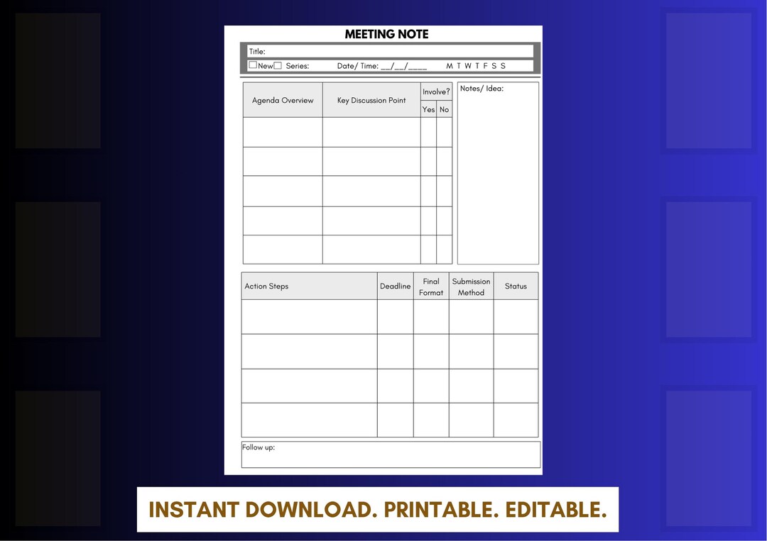 Meeting Note Template | Meeting Templates | Office Templates | Remote ...