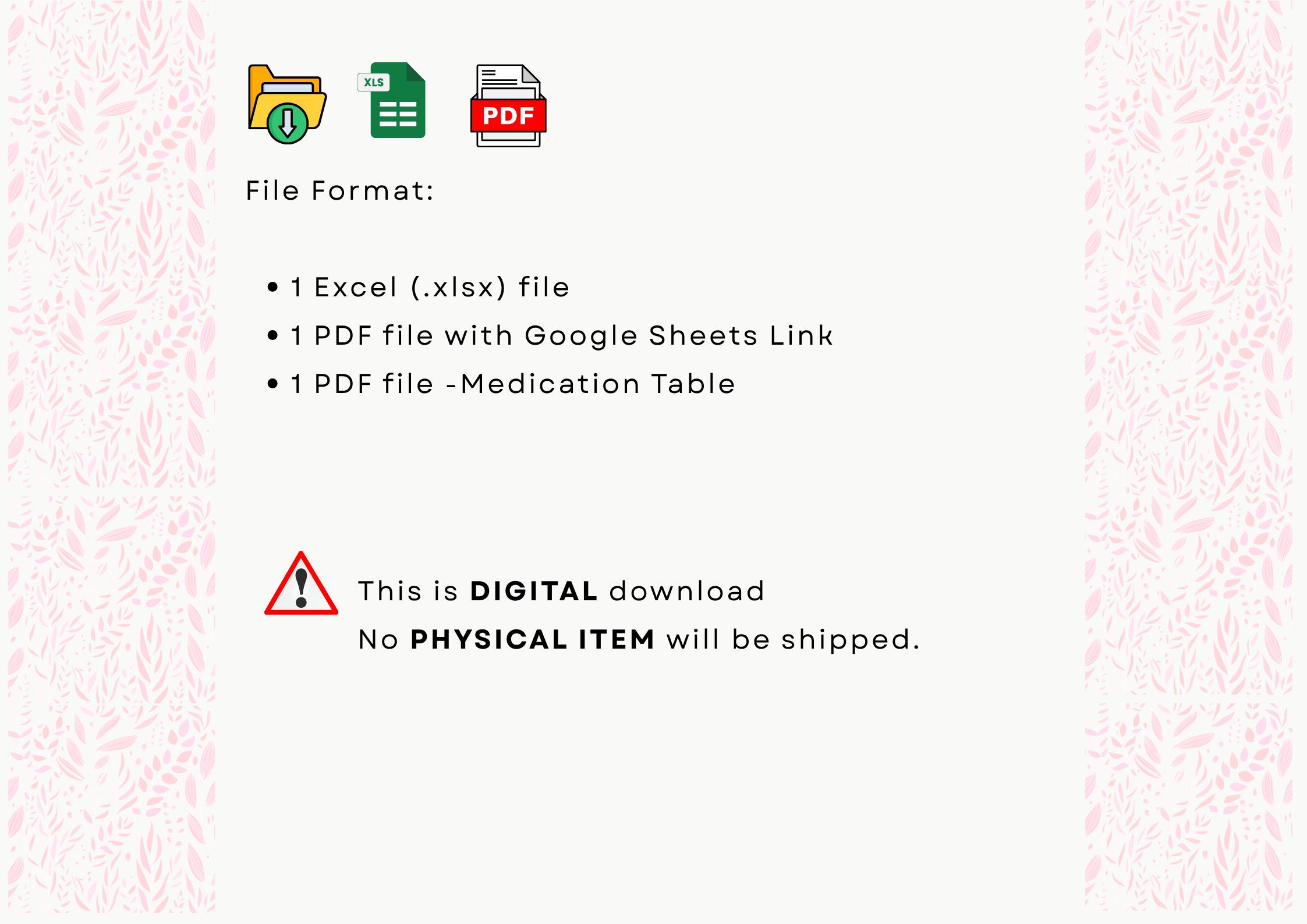 Medication Tracker Spreadsheet | Medication Log | Excel | Google Sheets ...