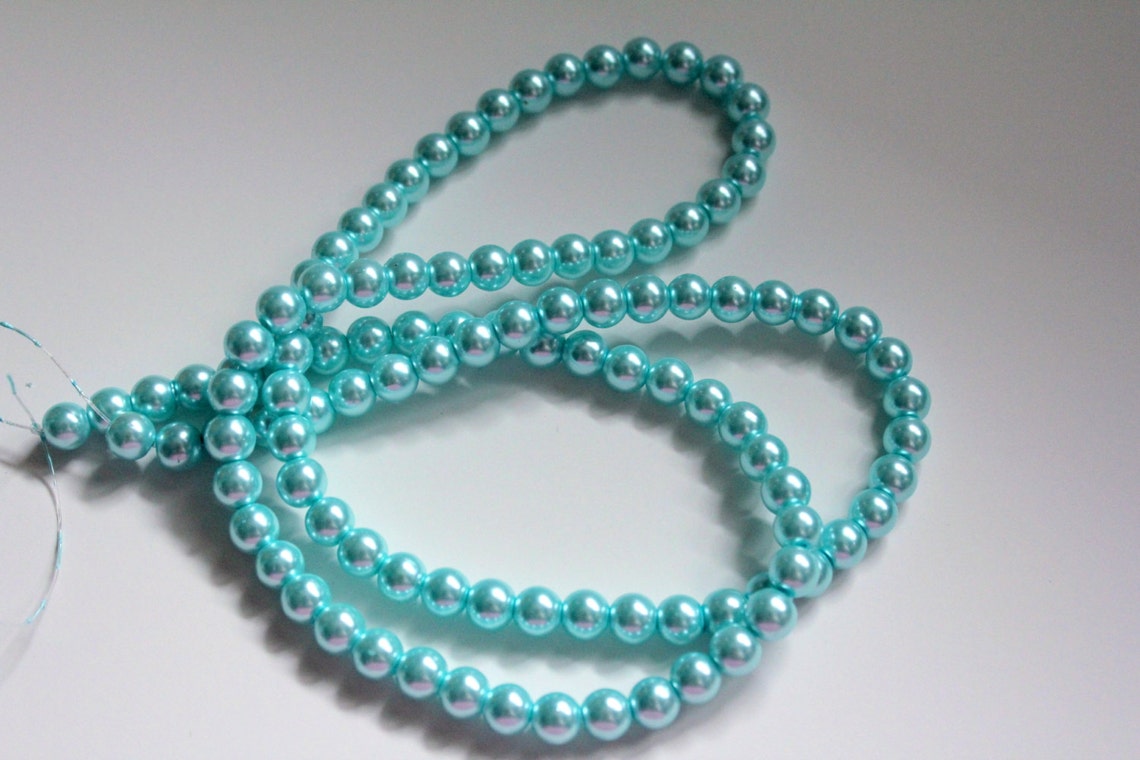 8mm perlas de vidrio azul claro, perlas azules, algo azul, cuentas ...