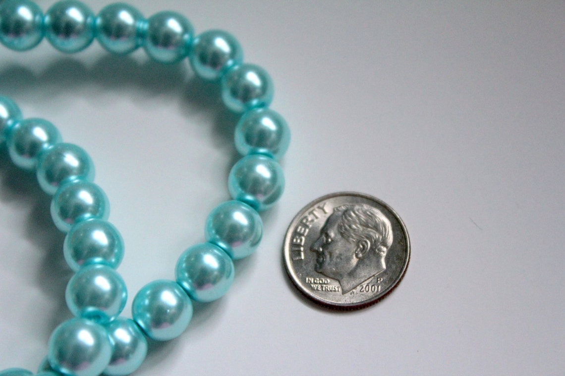 8mm perlas de vidrio azul claro, perlas azules, algo azul, cuentas ...