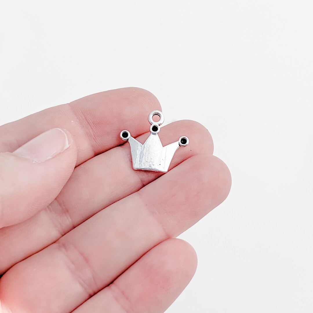 Crown Charm, Princess Charm, Set of 5 Charms, Silver Crown Charm ...