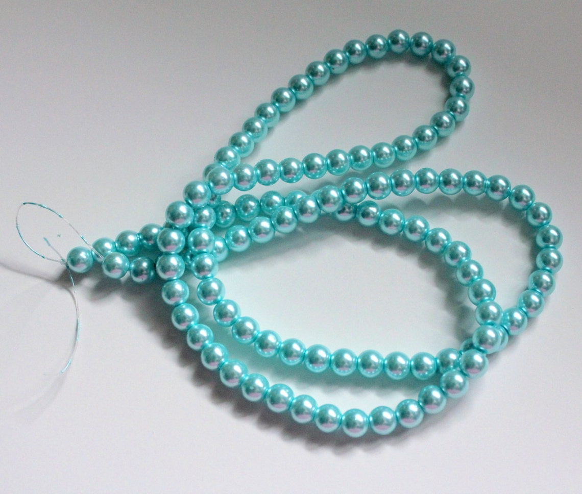 8mm perlas de vidrio azul claro, perlas azules, algo azul, cuentas ...