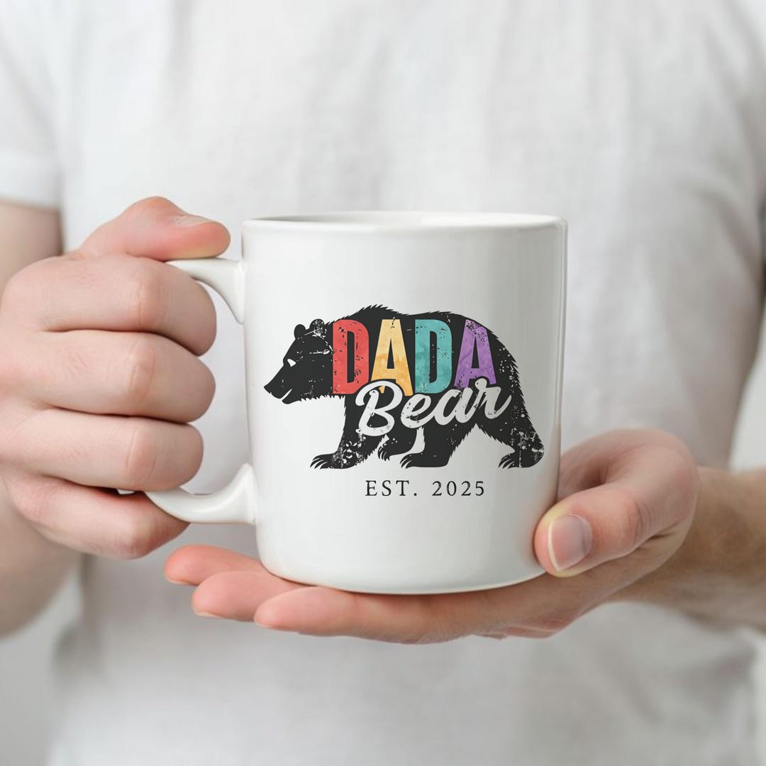 Dada Bear Mug | Custom Est. Year Dad Gift | Bear Illustration Coffee ...