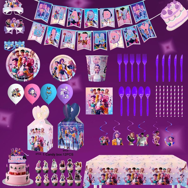 Kpop demon hunters party decor - Etsy México