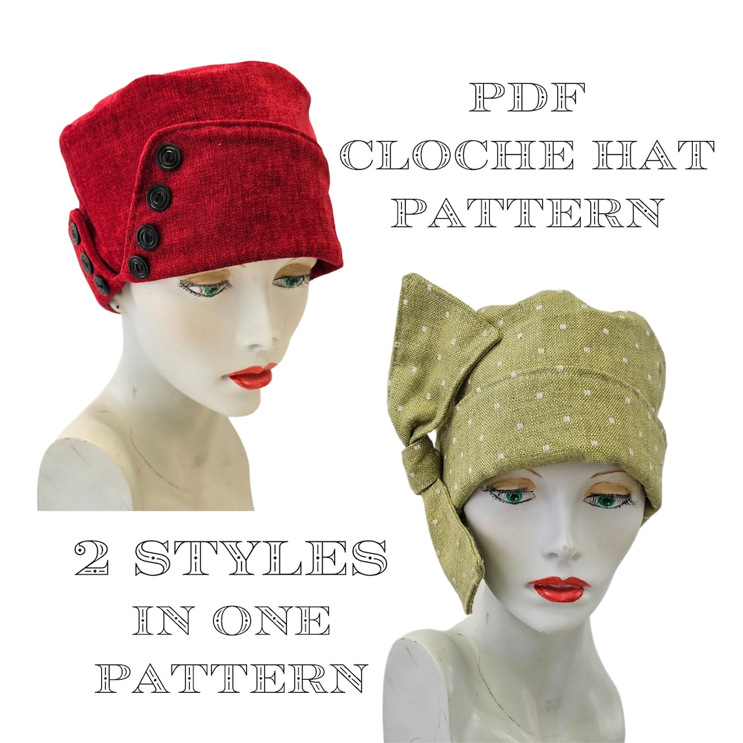 PDF Hat Patterns, Cloche Hats 2 Styles in One Pattern. 3 Sizes, Small ...