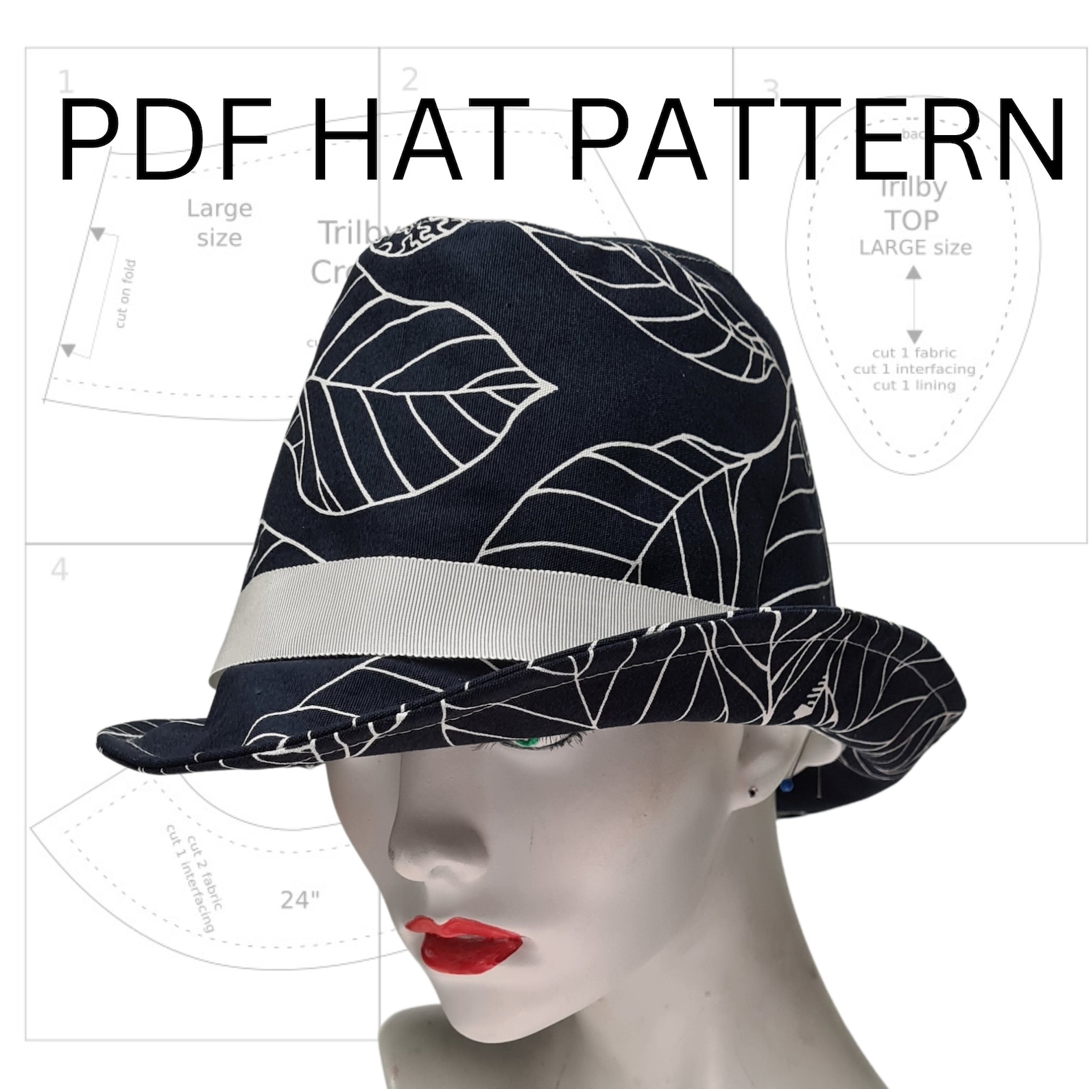Trilby PDF Hat Pattern. 3 Sizes, Small,medium,large. 2 Brim Styles ...