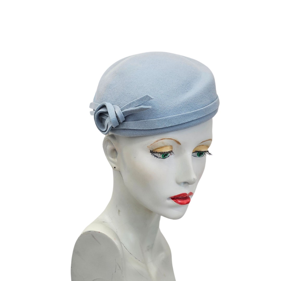 Powder Blue Hat, Percher, Pale Blue Cocktail Hat, Slanted Design, Bow ...