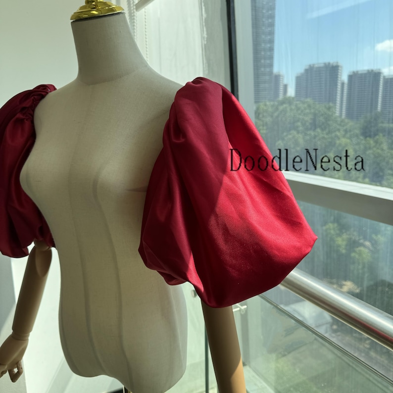 Red Satin Puff Sleeve| Detachable Wedding Sleeves | Dramatic Balloon ...