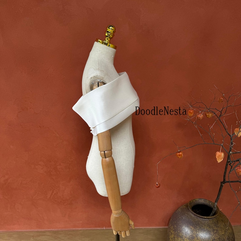 Ivory Satin Bridal Shawl: Off-shoulder Wedding Wrap With Pearled Button ...
