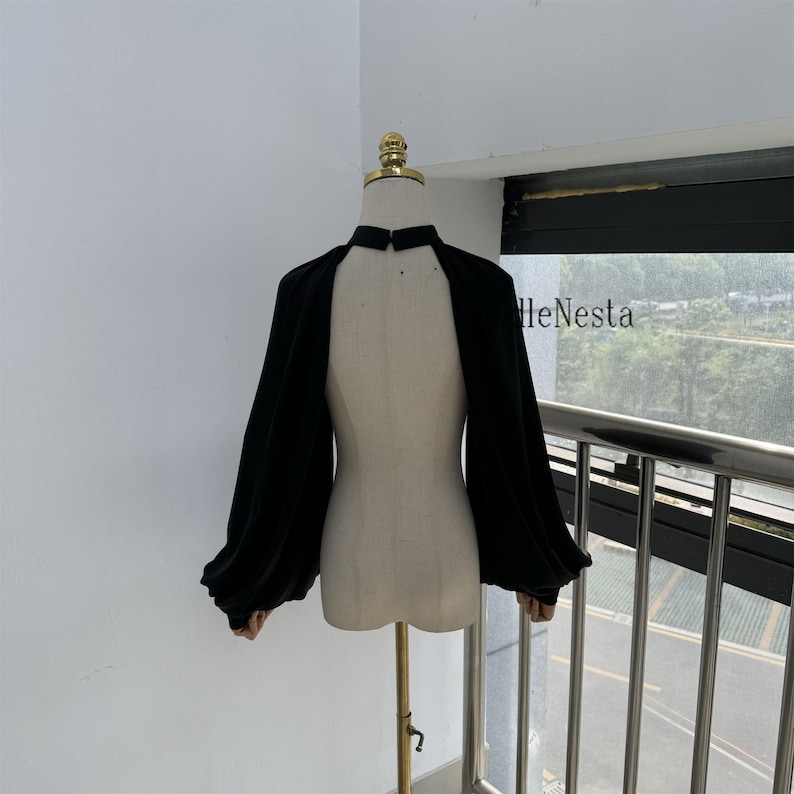 Black Chiffon Knit Bridal Bolero | Detachable Sleeves, Customizable - Etsy