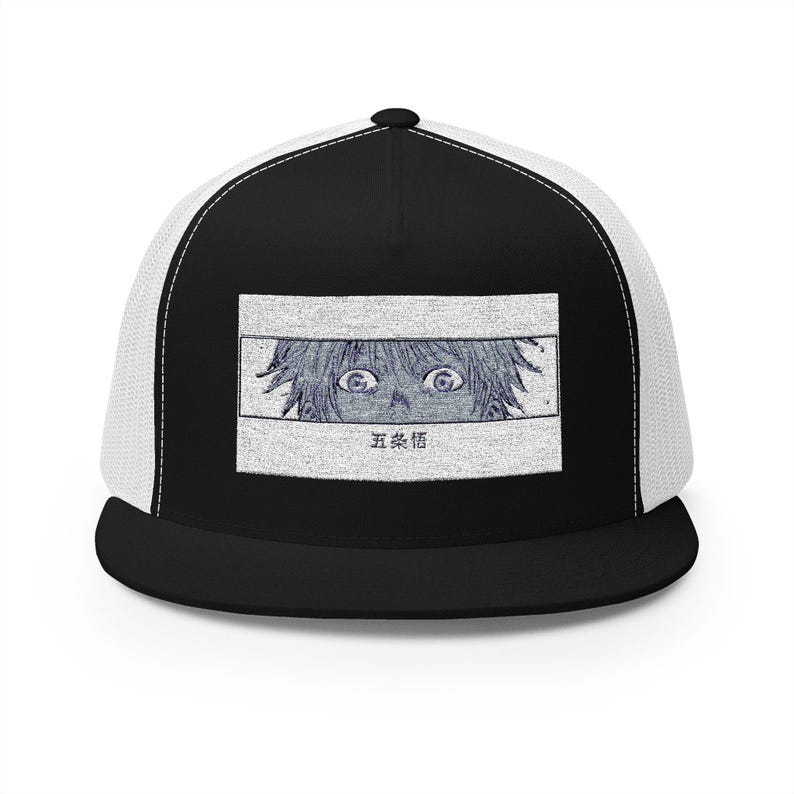 Jujutsu Kaisen Gojo's Eyes Embroidered Trucker Cap, Anime Streetwear ...