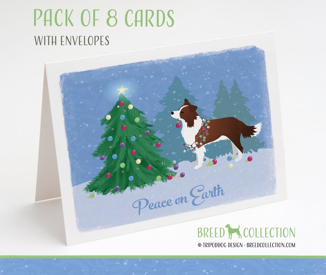 Brown Border Collie Pack of 8 Note Cards With Envelopes Christmas ...
