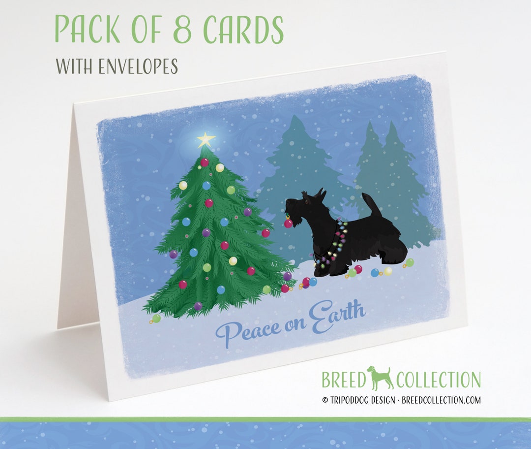 Scottish Terrier Scottie Pack of 8 Note Cards With Envelopes Christmas ...