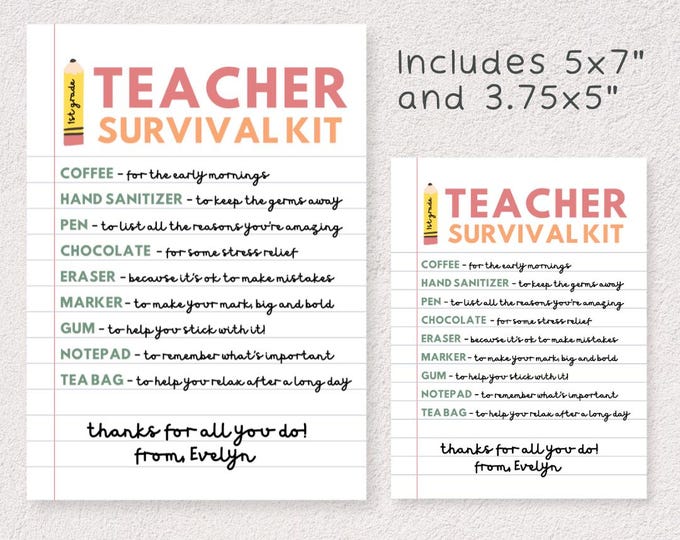 Teacher Survival Kit Bag Tag Template | Editable Teacher Appreciation ...
