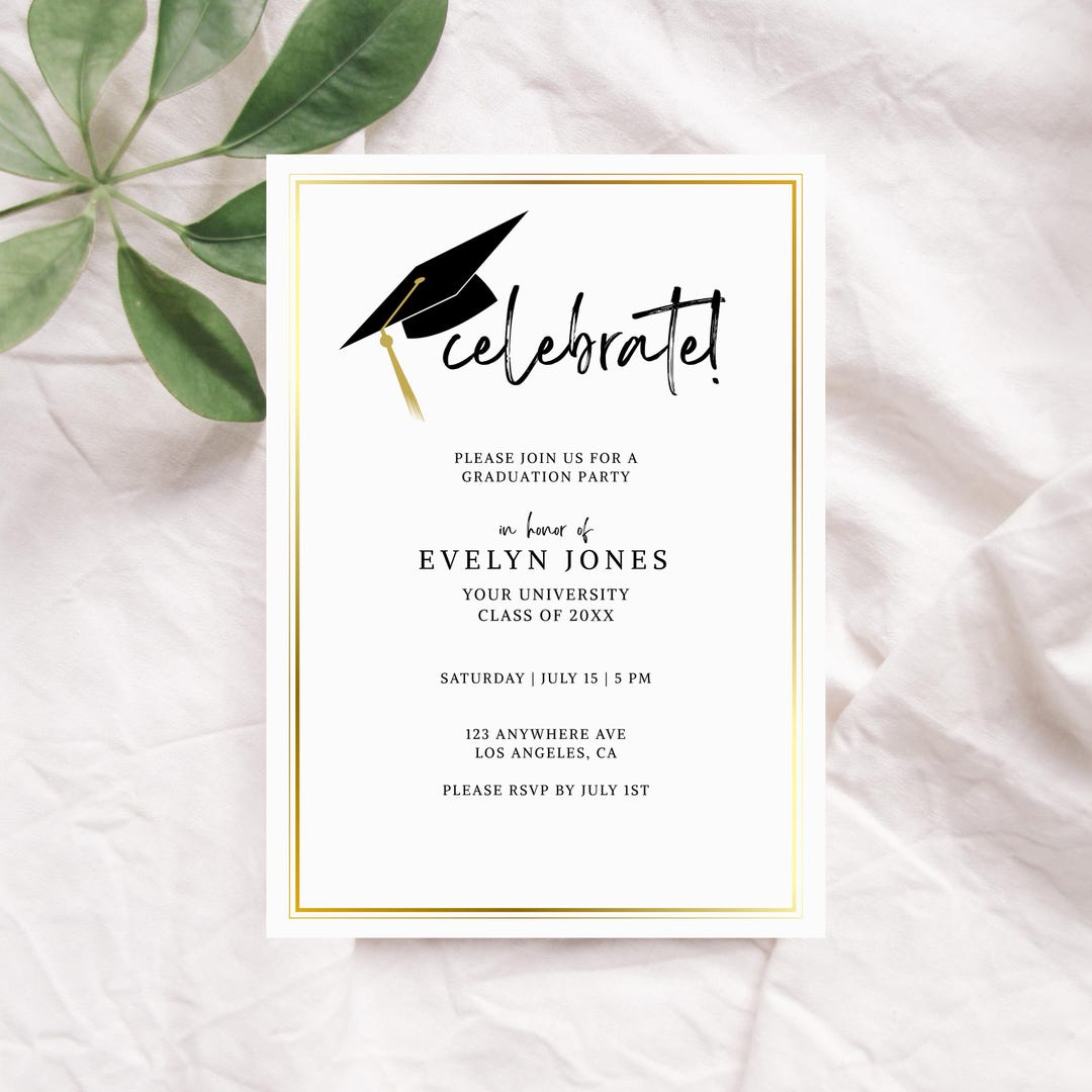 Graduation Party Invitation, Graduation Template, High School ...