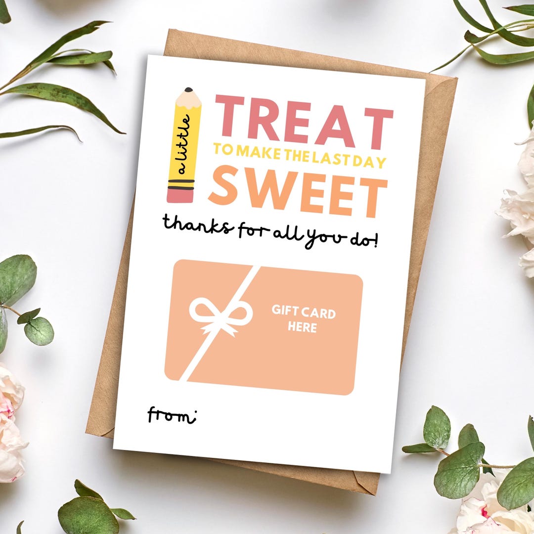 End of Year Teacher Gift Card Holder, Printable Teacher Appreciation ...