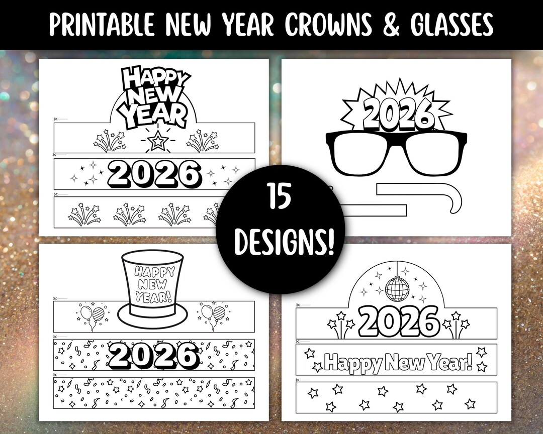 New Year Hats & Headbands Printable for Kids | New Year Crowns Craft ...