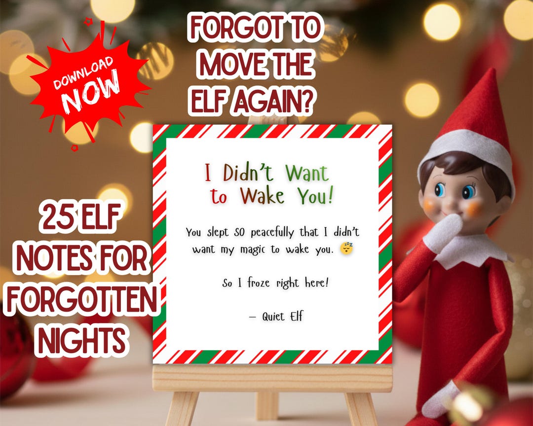Emergency Elf Notes • Forgot to Move the Elf Printable • Elf Excuse ...