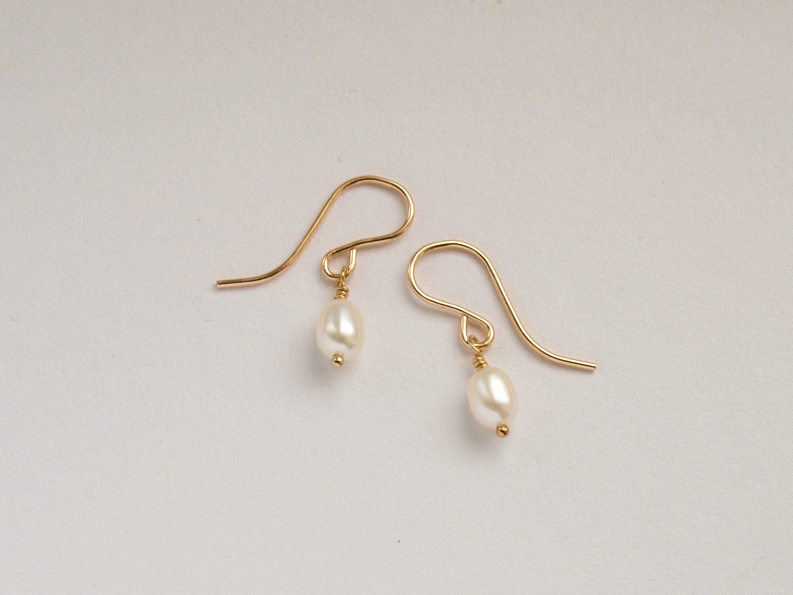 Tiny Pearl Earrings Sterling Silver, Small Freshwater Rice Pearl Drop ...