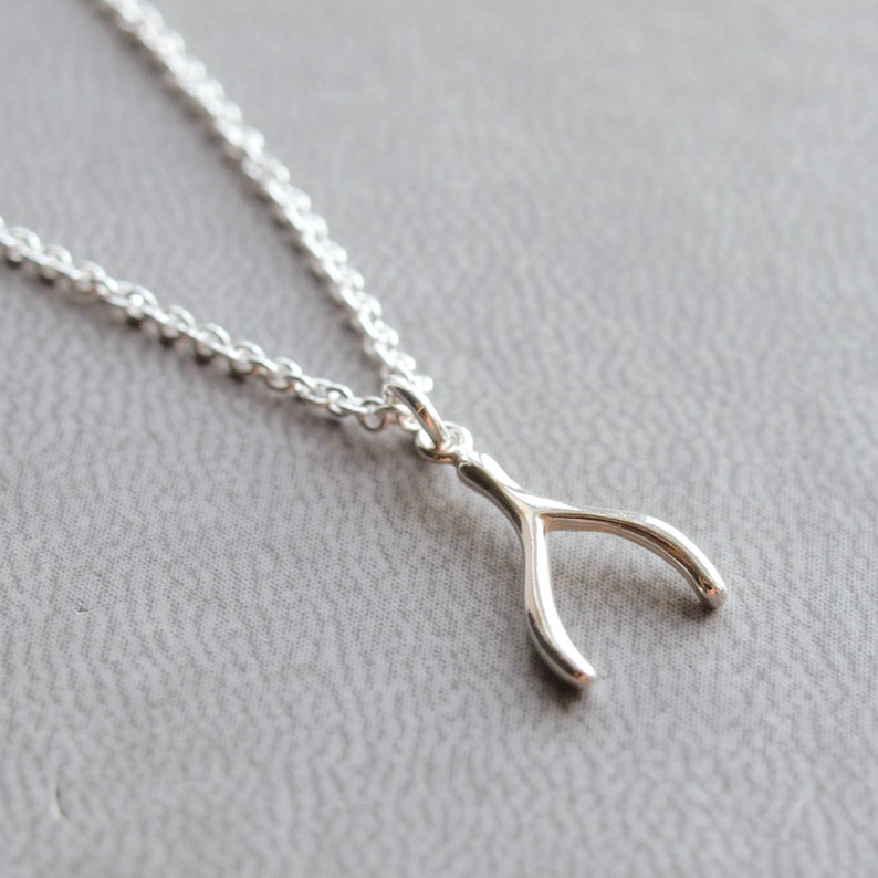 Sterling Silver Wishbone Necklace. Small Wishbone Charm Necklace ...