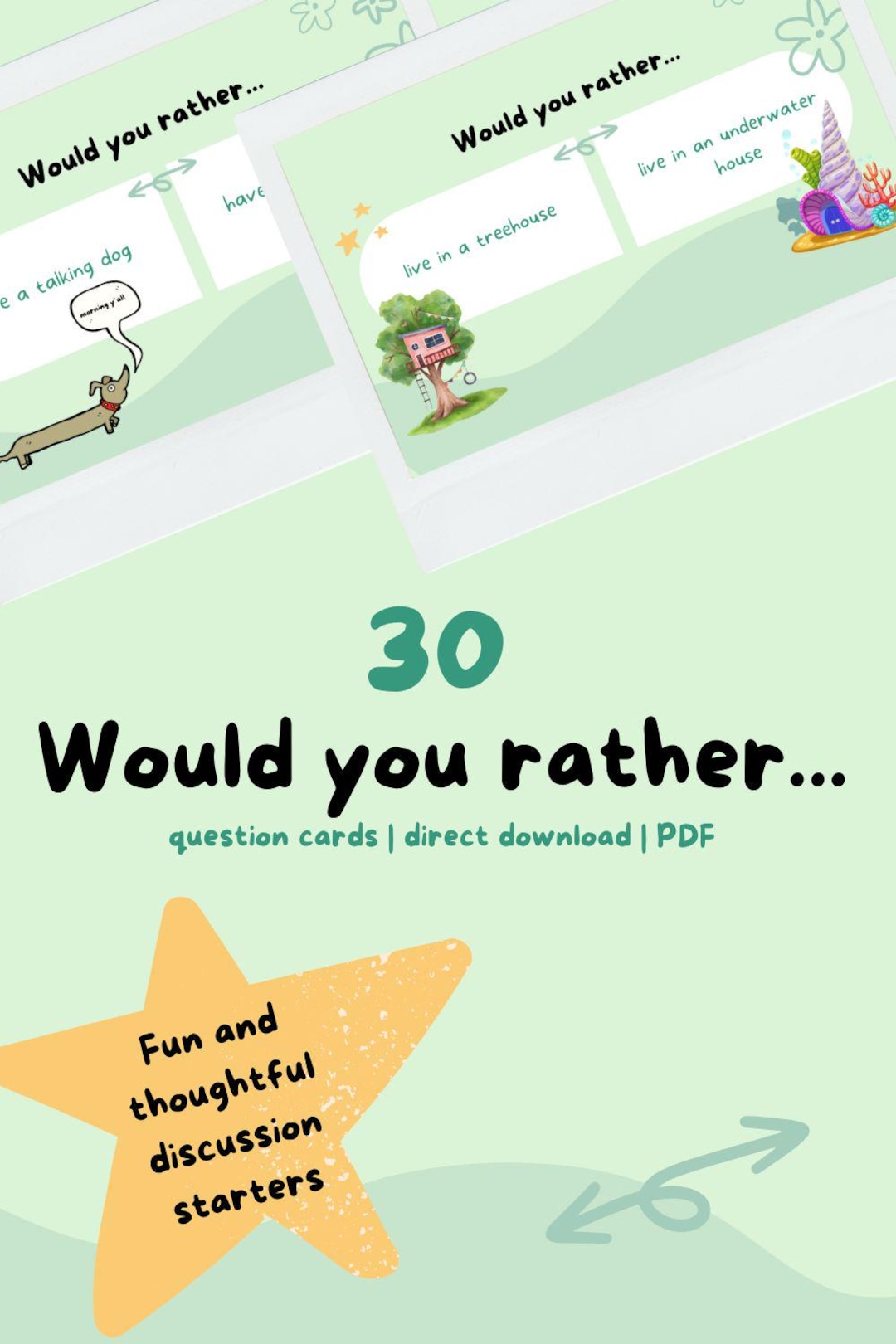 Would You Rather… Printable Game Cards for Kids – 30 Silly, Tricky and ...