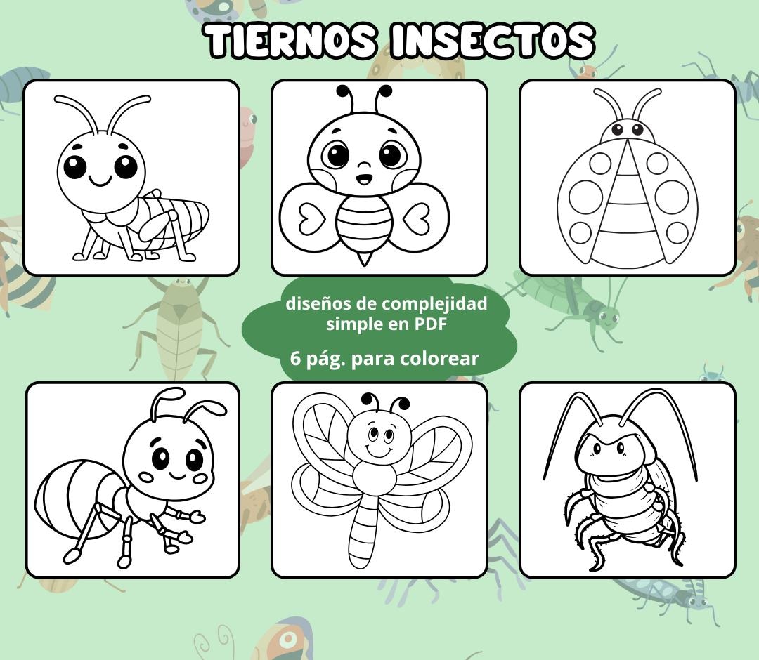 Cute Insects – Printable PDF Coloring Pages of Bees, Ladybugs, and More ...