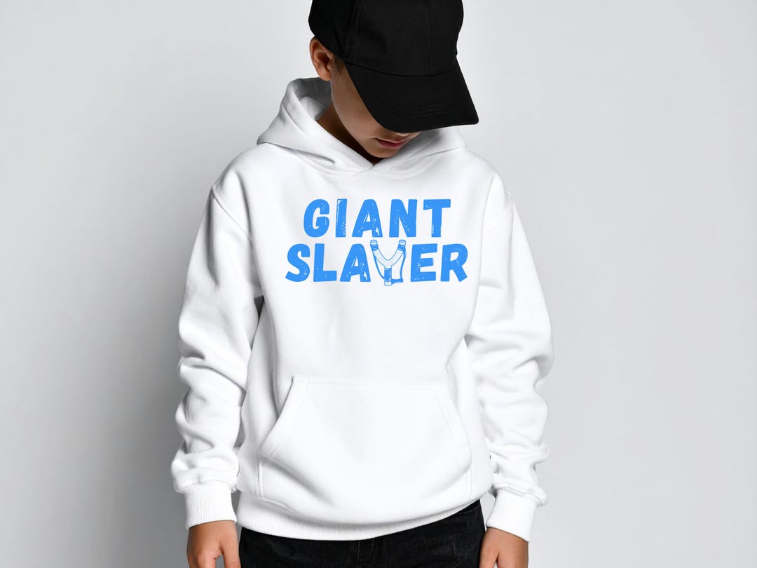 Giant Slayer Kids Christian Hoodie, Faith-based Youth Sweatshirt, David ...