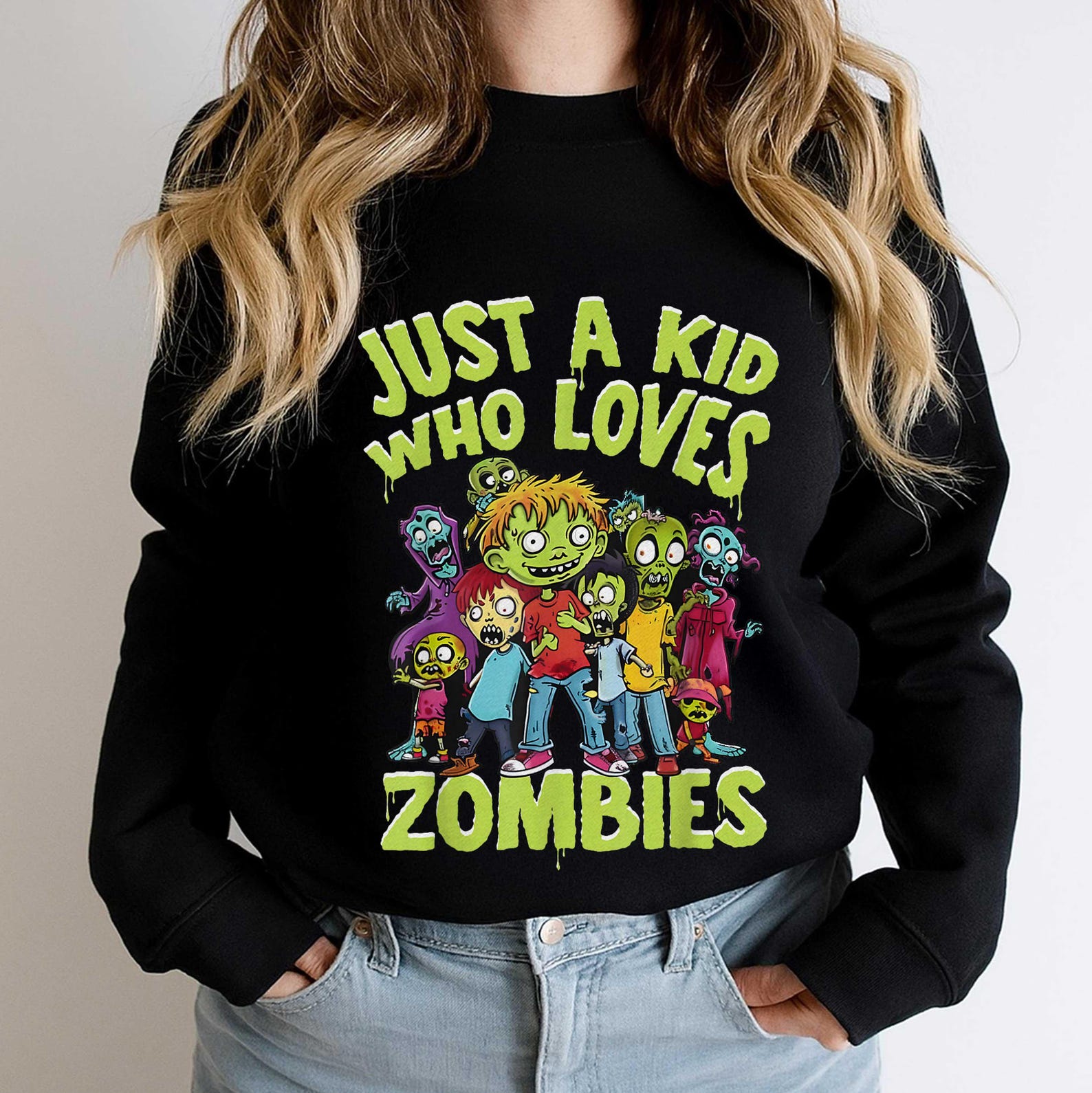 Just A Kid Who Loves Zombies Halloween Digital File for Sublimation ...
